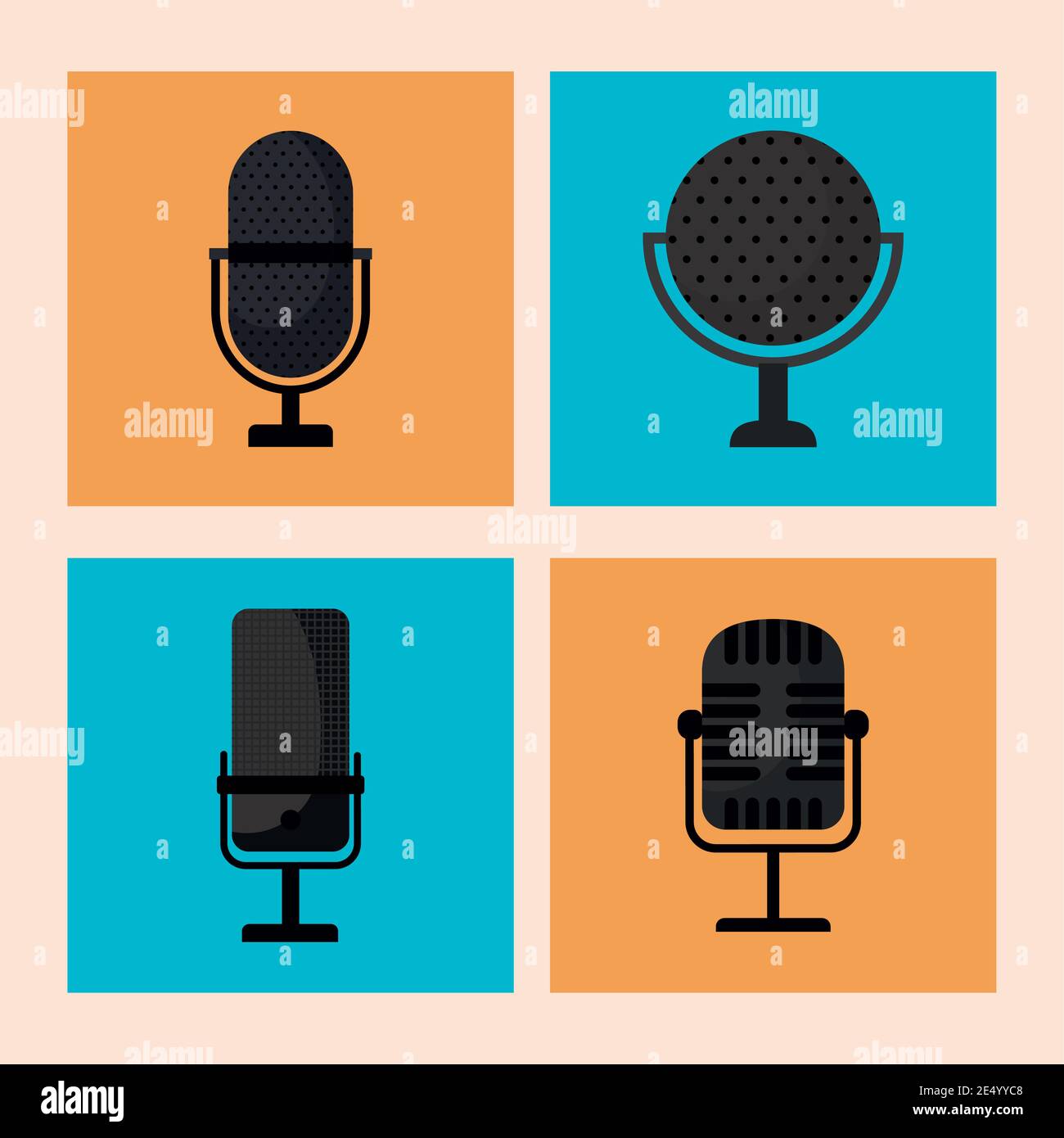 set of four microphones icons Stock Vector Image & Art - Alamy