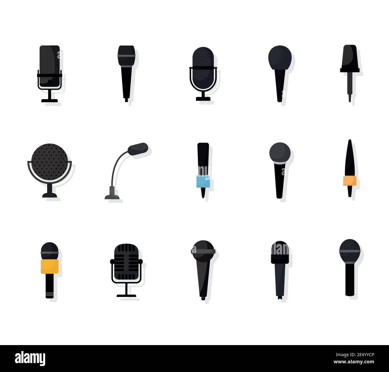 set of microphones icons on a white background Stock Vector Image & Art ...