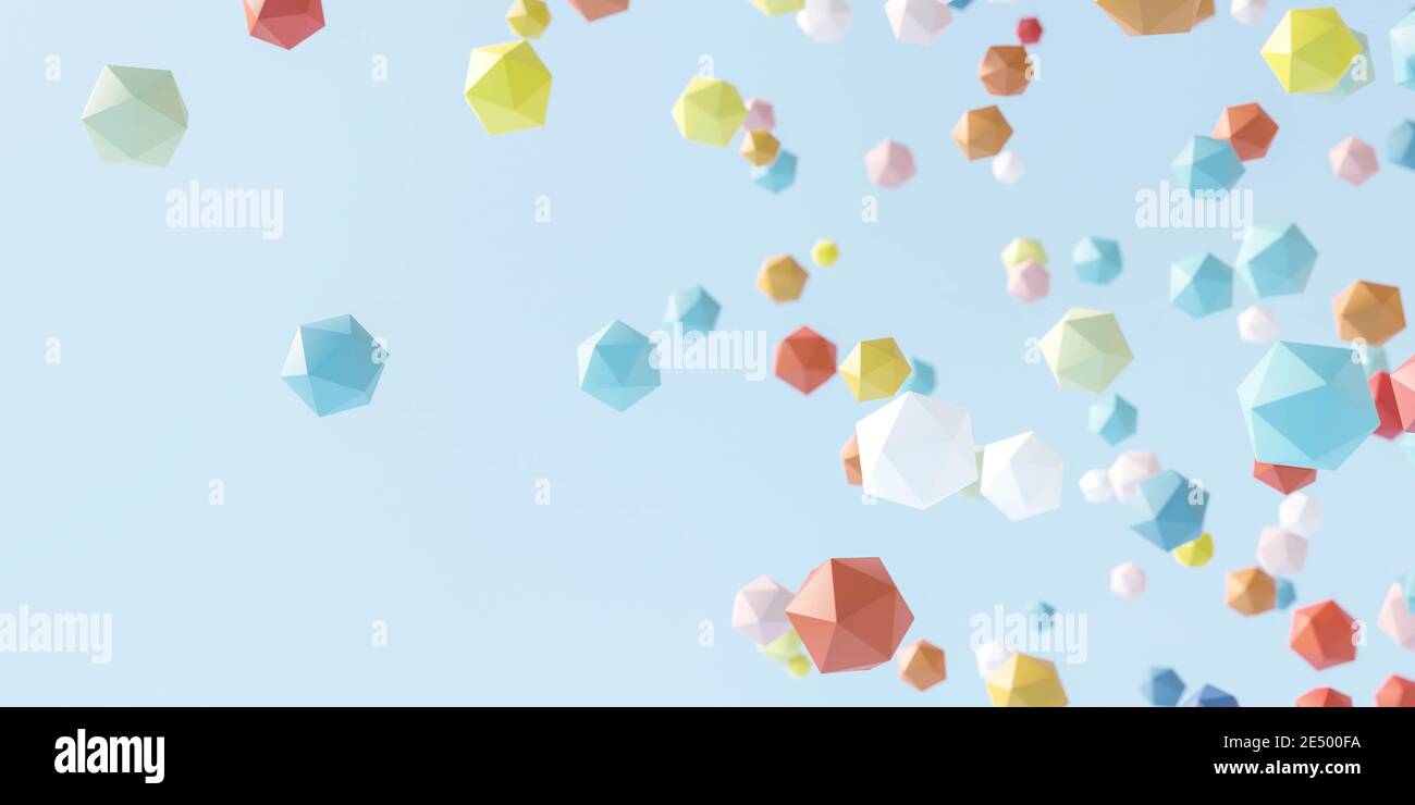 colourful polygon abstract geometric objects with reflection surface on ...