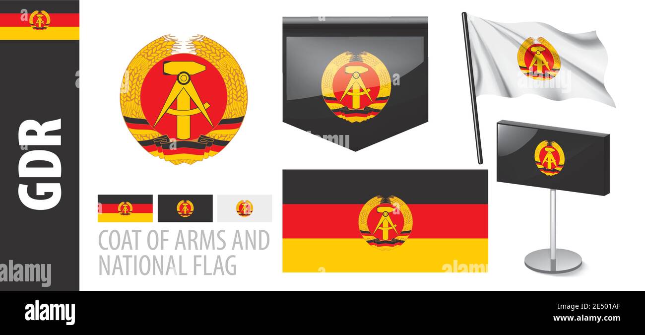 Vector set of the coat of arms and national flag of GDR Stock Vector ...