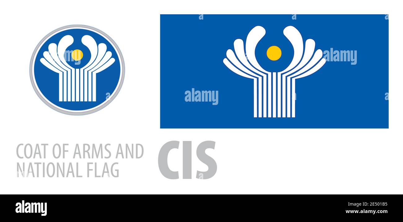 Vector set of the coat of arms and national flag of CIS Stock Vector ...