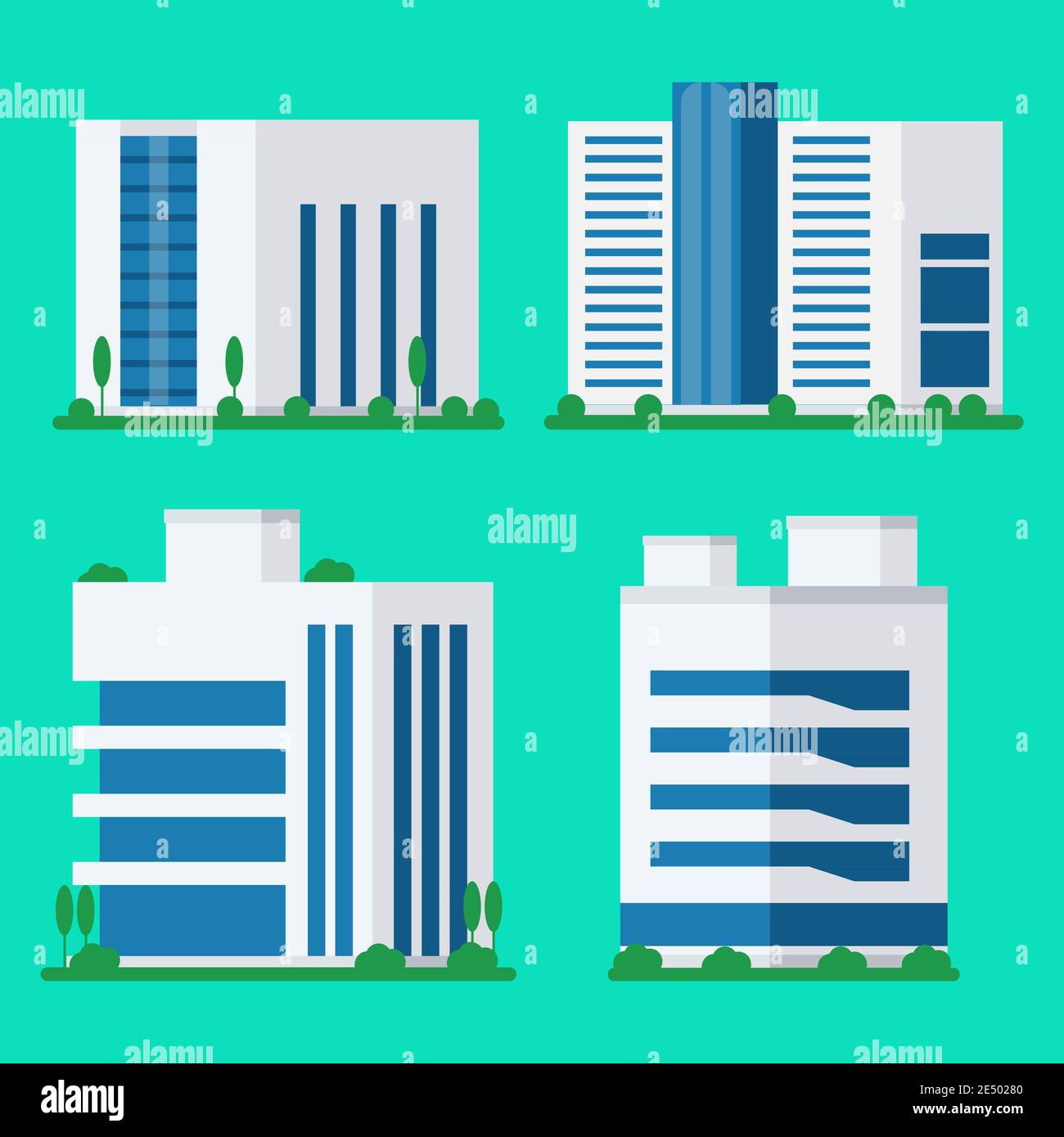 Collection of office modern building icons. Business buildings logos ...