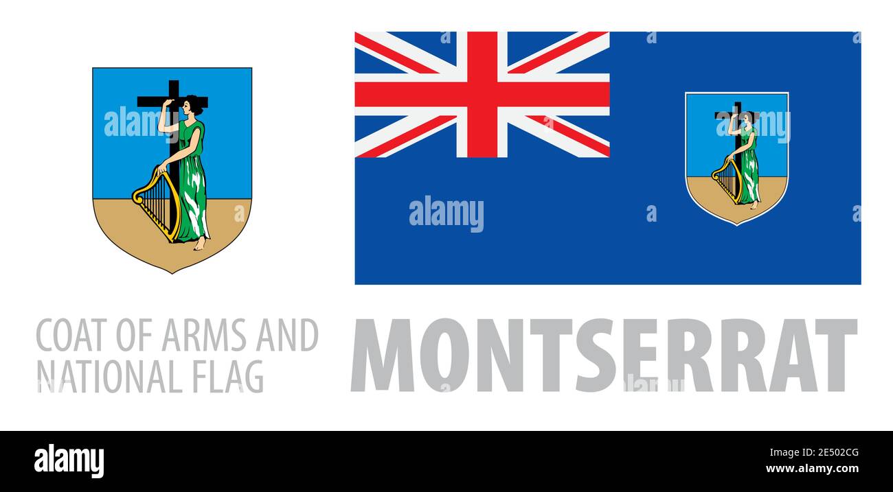 Vector set of the coat of arms and national flag of Montserrat Stock ...
