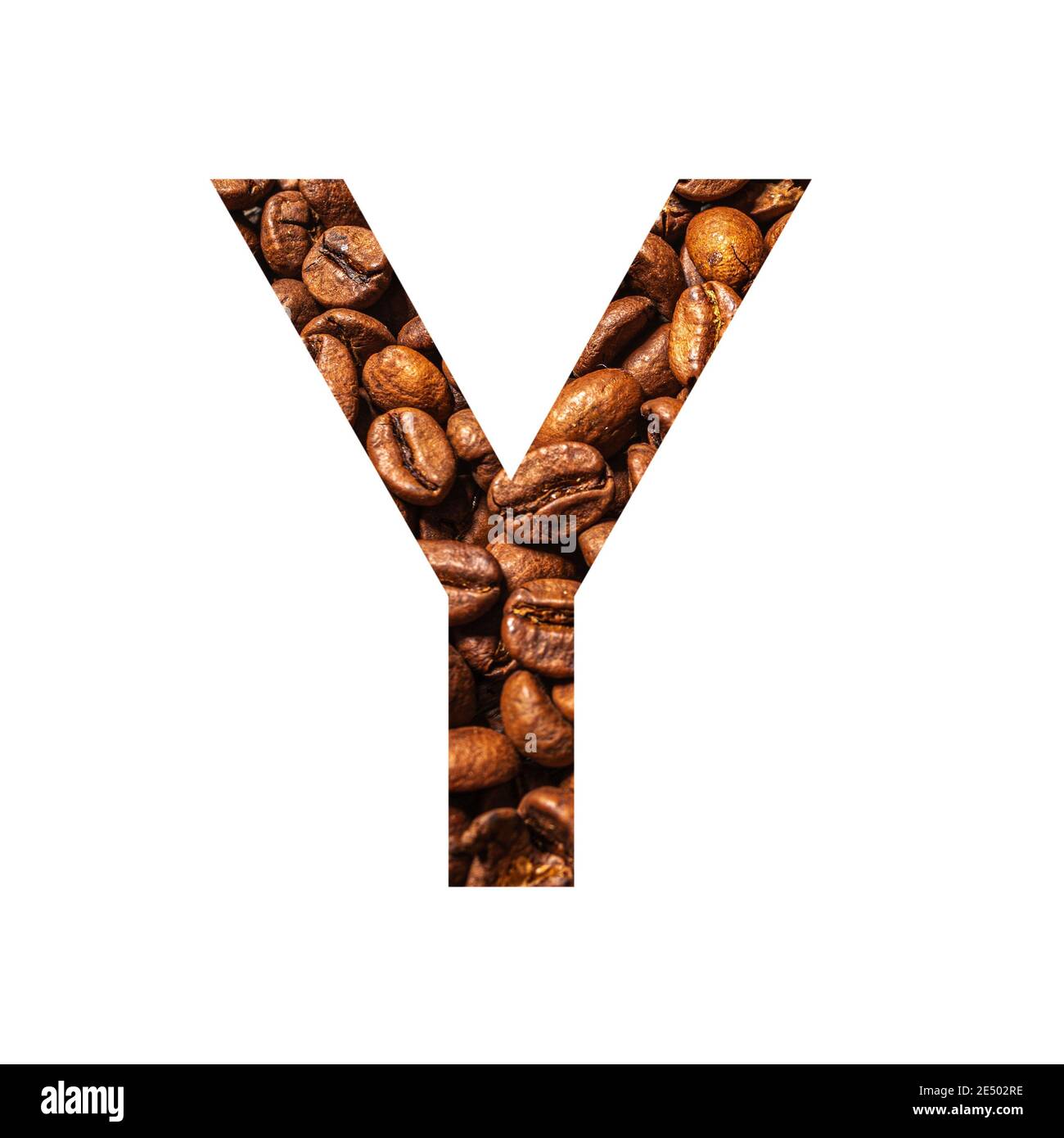 Letter Y made from coffee beans isolated on white background Stock ...