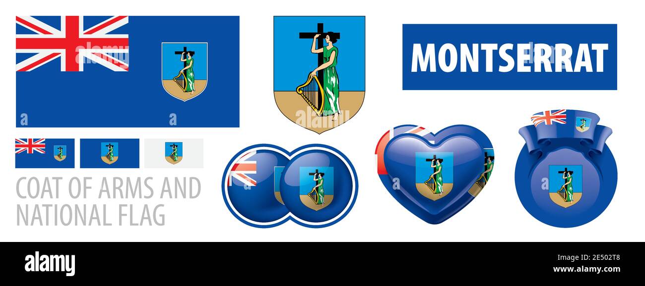 Vector set of the coat of arms and national flag of Montserrat Stock ...