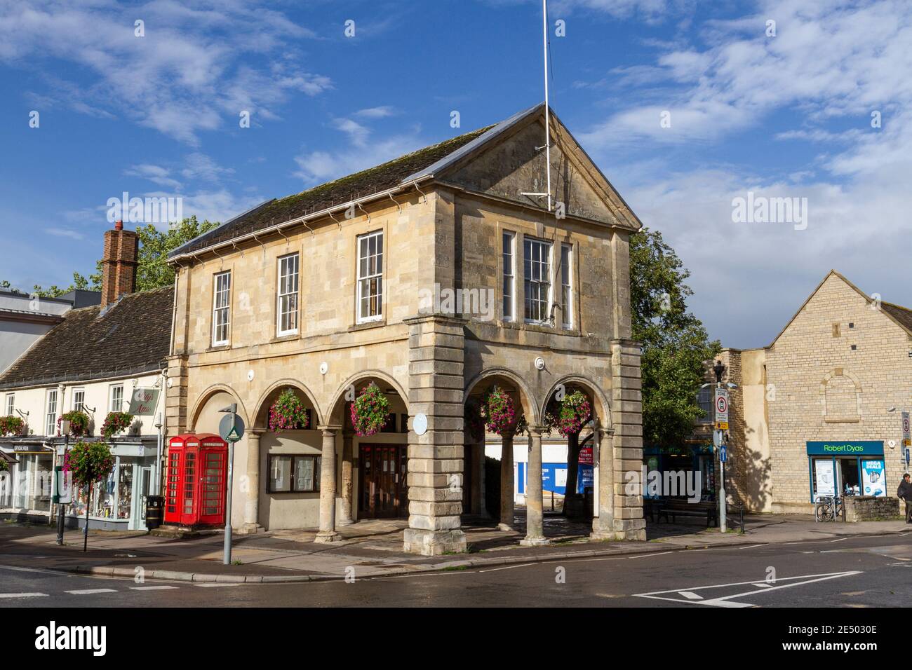 Town Hall on Market Square, in Witney, a historic market town on the ...