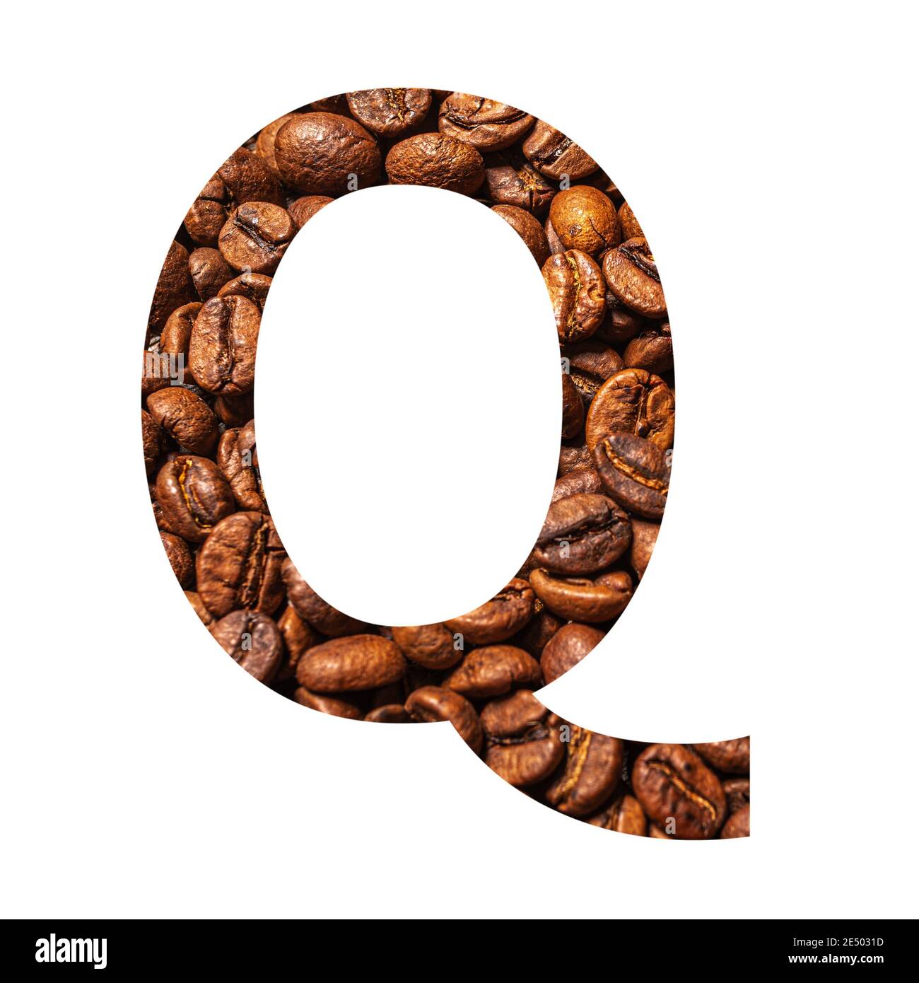 Letter Q made from coffee beans isolated on white background Stock ...