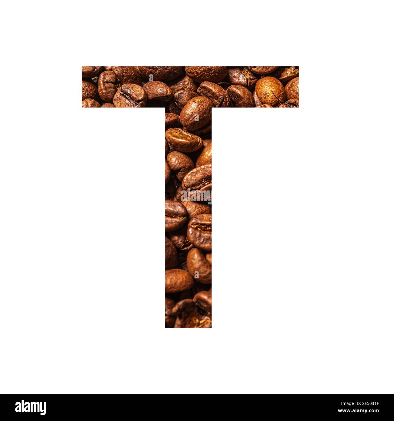 Letter T made from coffee beans isolated on white background Stock ...