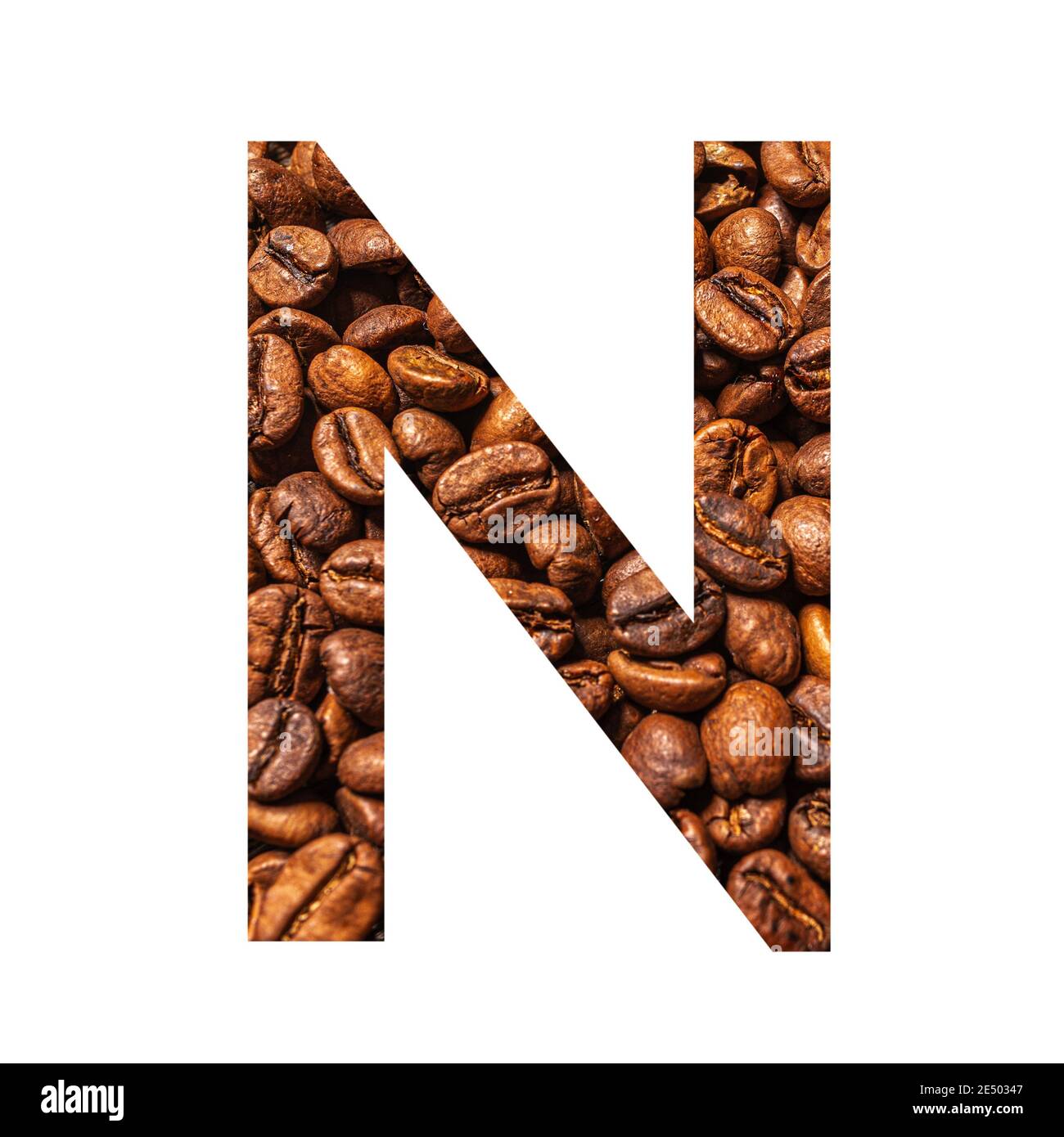 Letter N made from coffee beans isolated on white background Stock ...