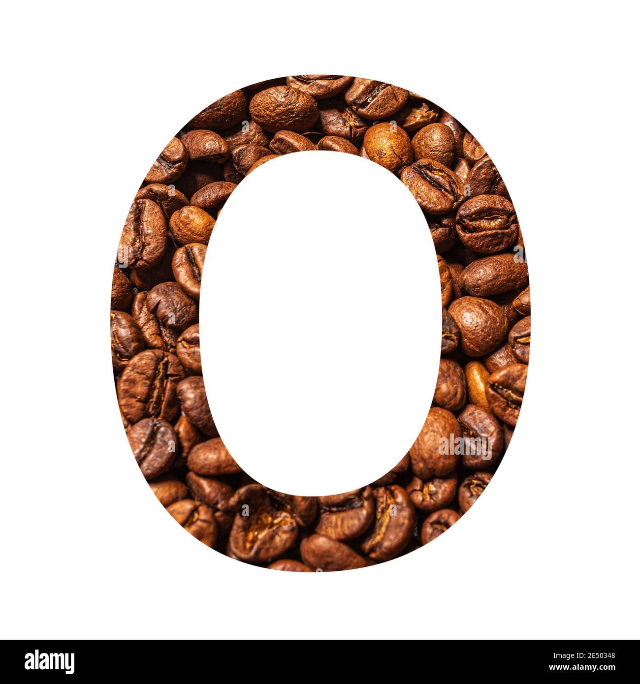 Letter O made from coffee beans isolated on white background Stock ...