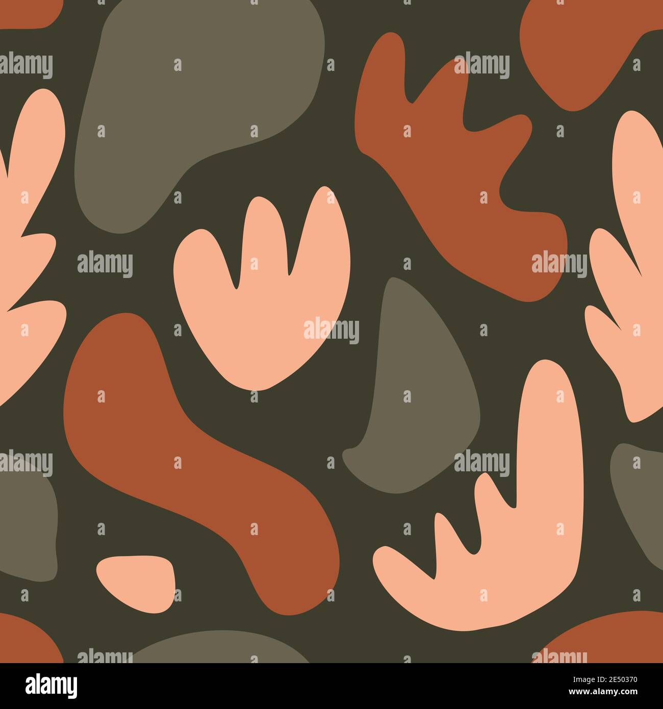 Seamless repeating pattern featuring abstract organic and floral shapes ...
