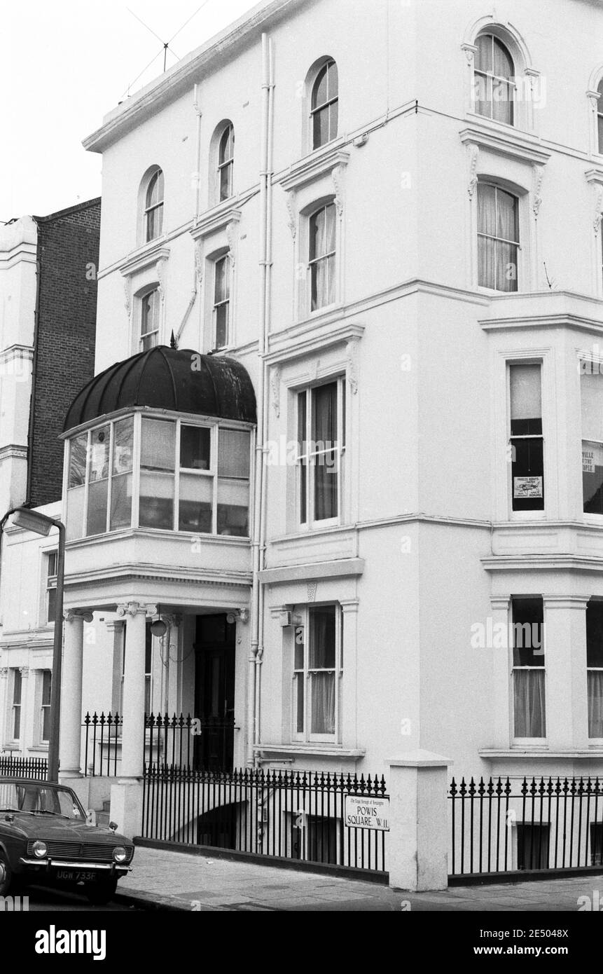 UK, West London, Notting Hill, 1973. Rundown & dilapidated large four ...