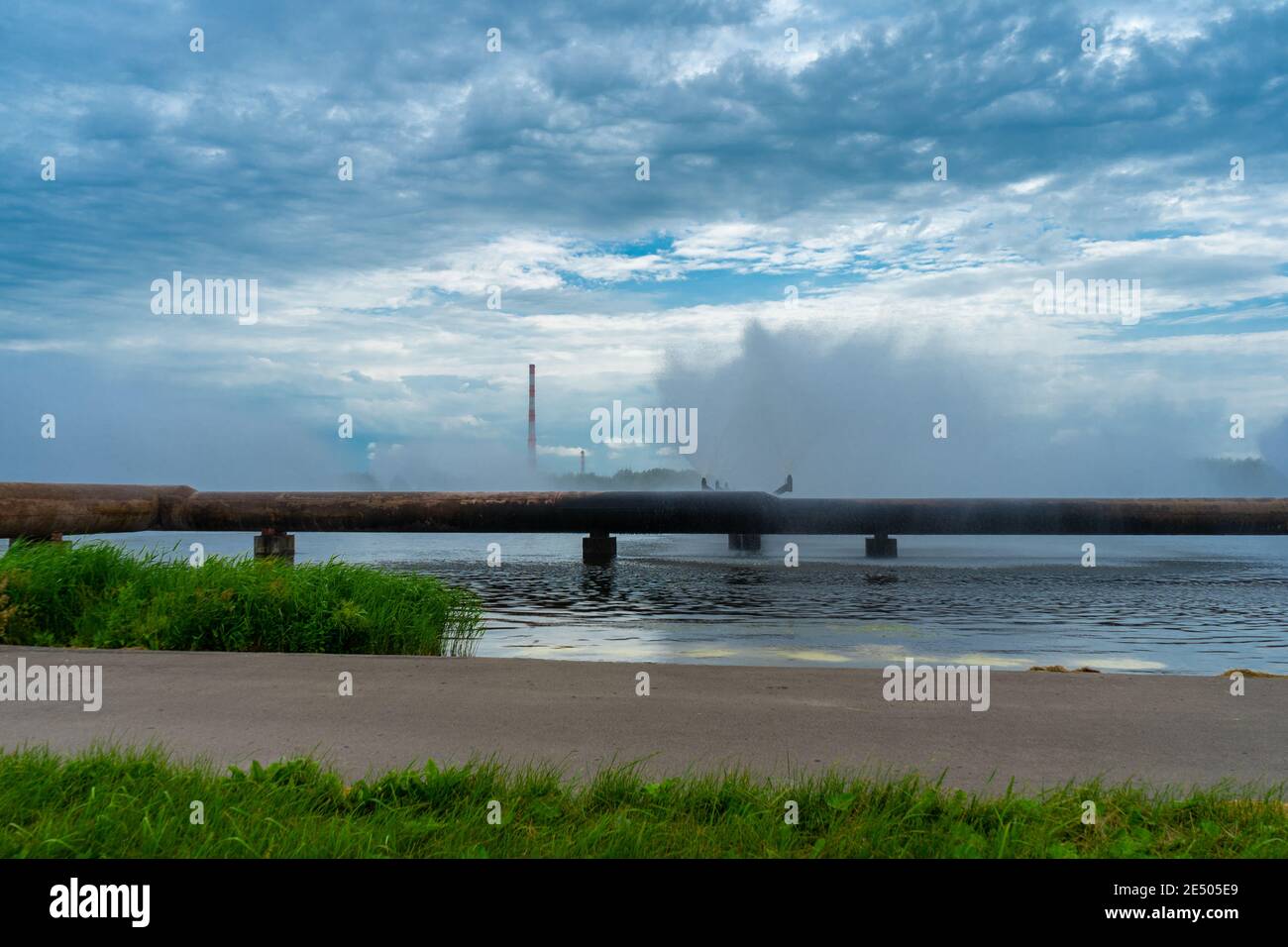 Spray ponds pools for cooling water in nuclear and electro power plant ...