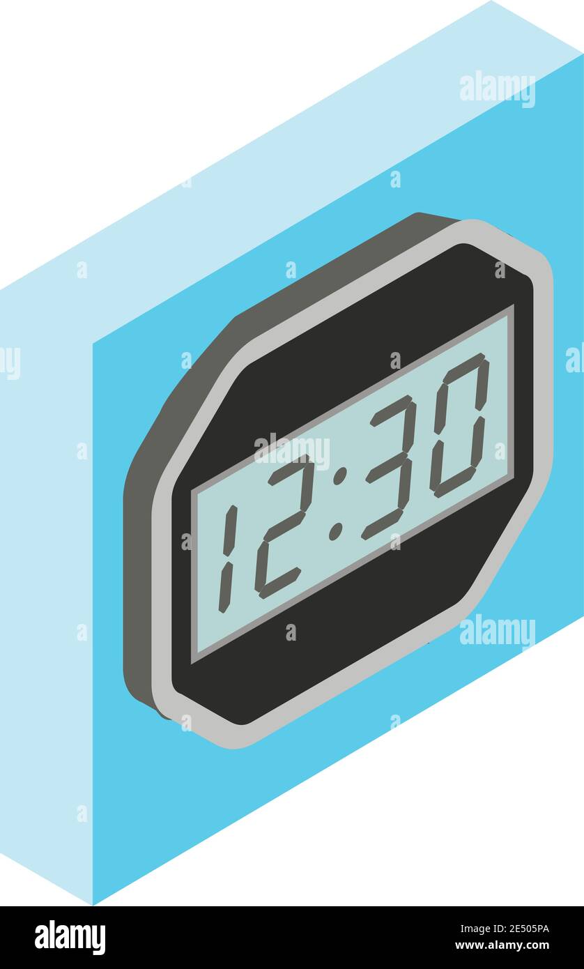 Electronic clock icon. Isometric illustration of electronic clock ...