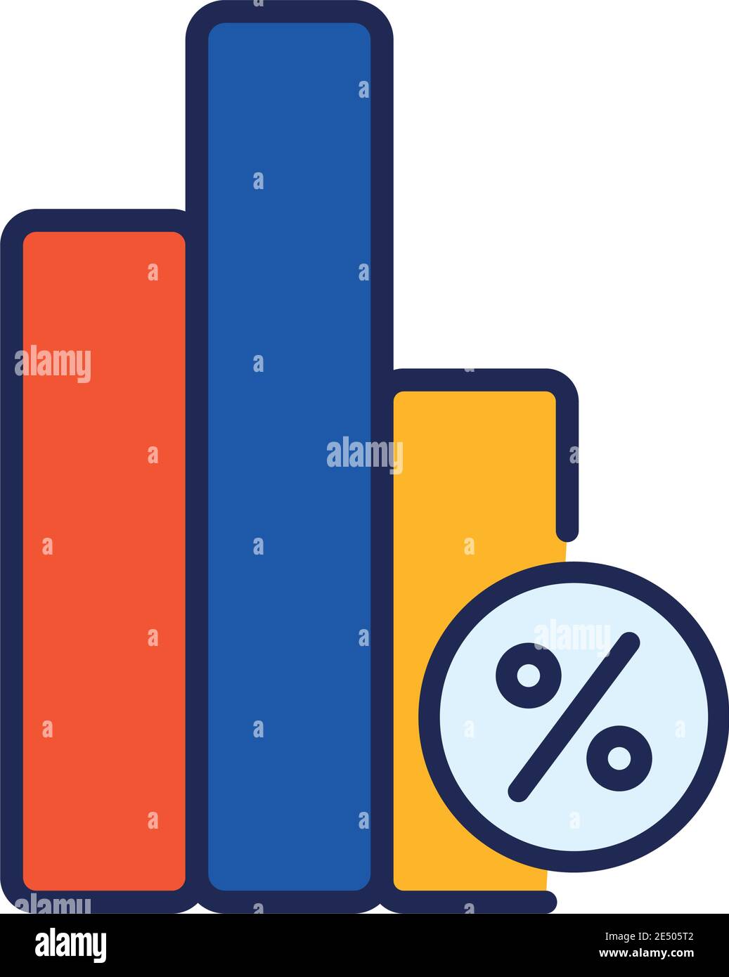 percent symbol in statistics bars flat style icon vector illustration ...
