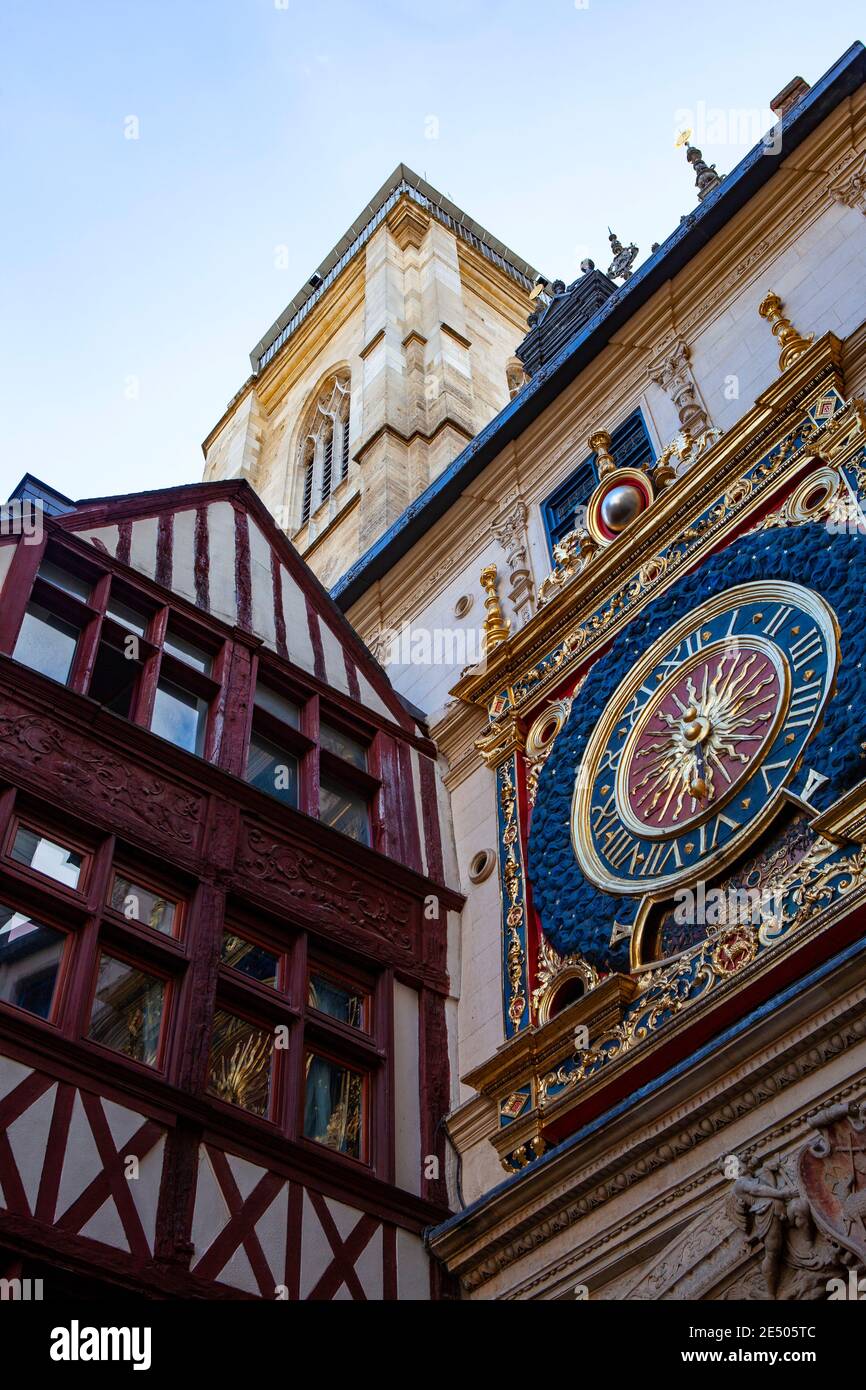 Gros-Horloge - great clock, a fourteenth century clock in Stock Photo ...