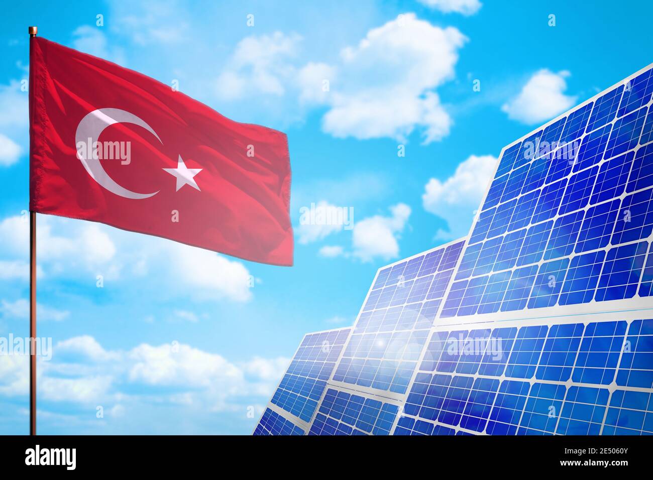 Turkey alternative energy, solar energy concept with flag - symbol of ...