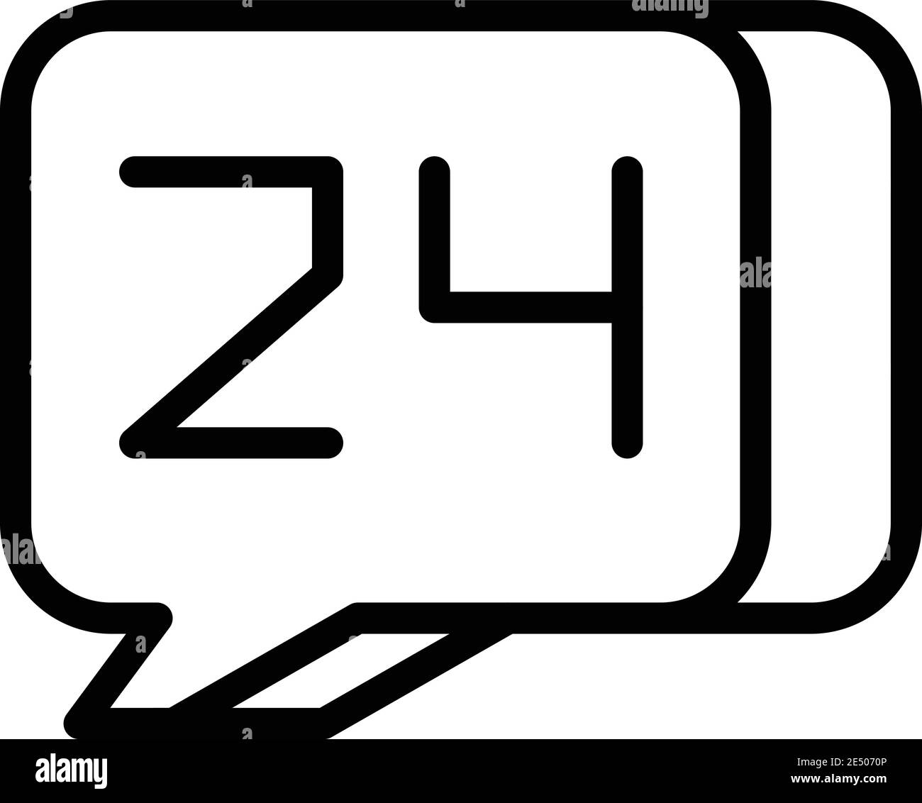 24 hours chat support icon. Outline 24 hours chat support vector icon ...