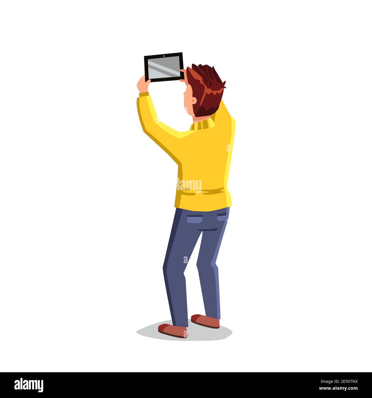 Man Holding Mirror And Looking Back View Vector Stock Vector Image ...