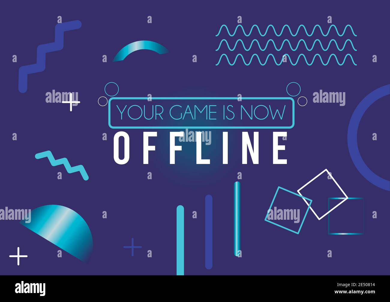 your game in now offline lettering in purple background vector ...