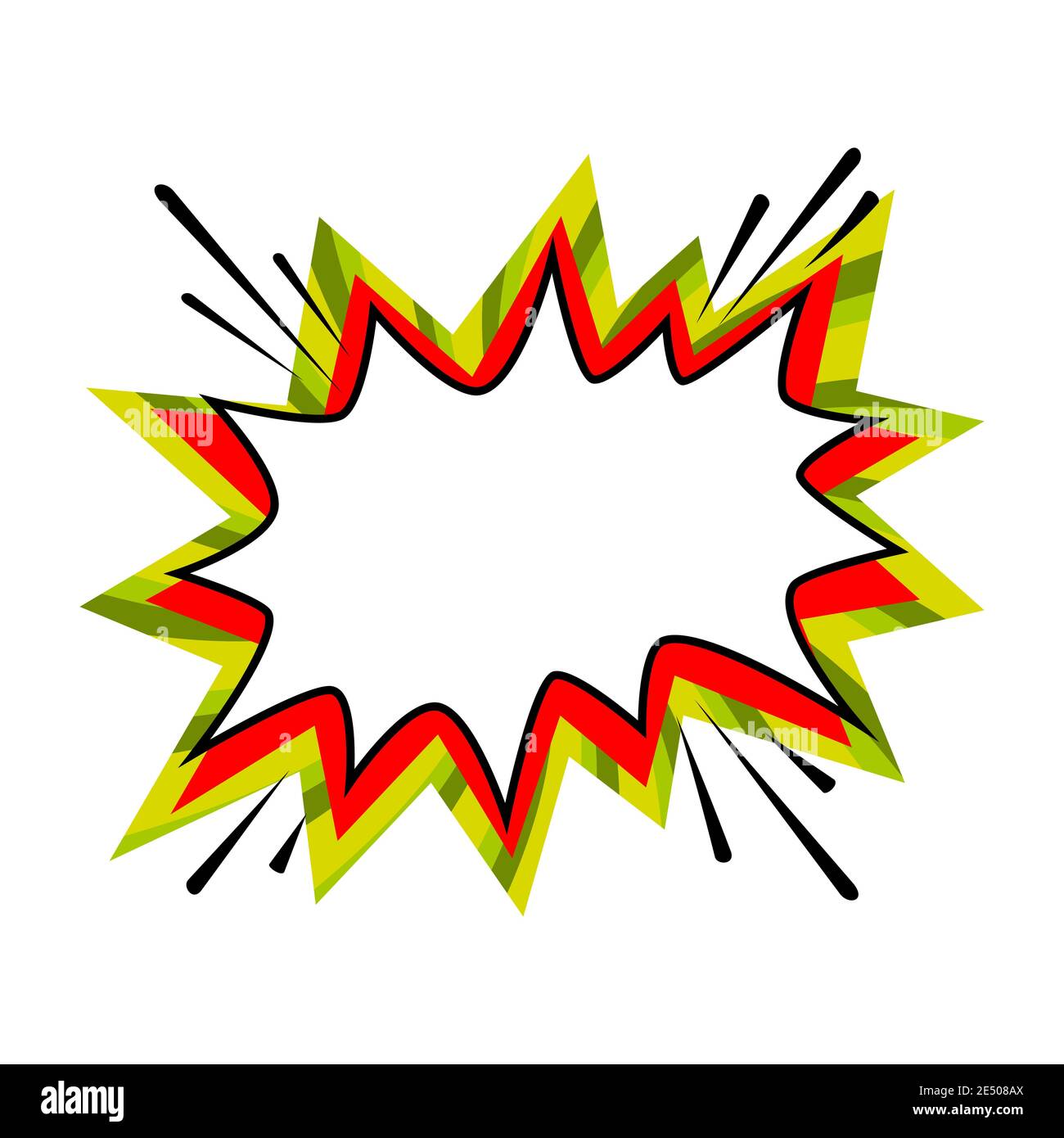 Comic boom balloon. Empty green and red bang speech bubble in Pop Art ...