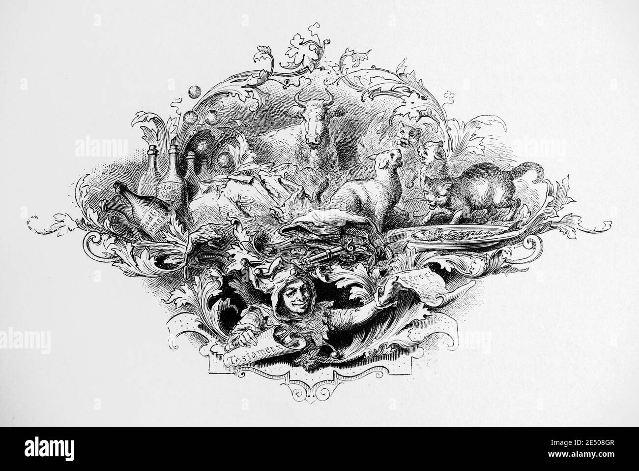 Illustration to Heine´s poem "Testament" a sairtiric approach to death ...