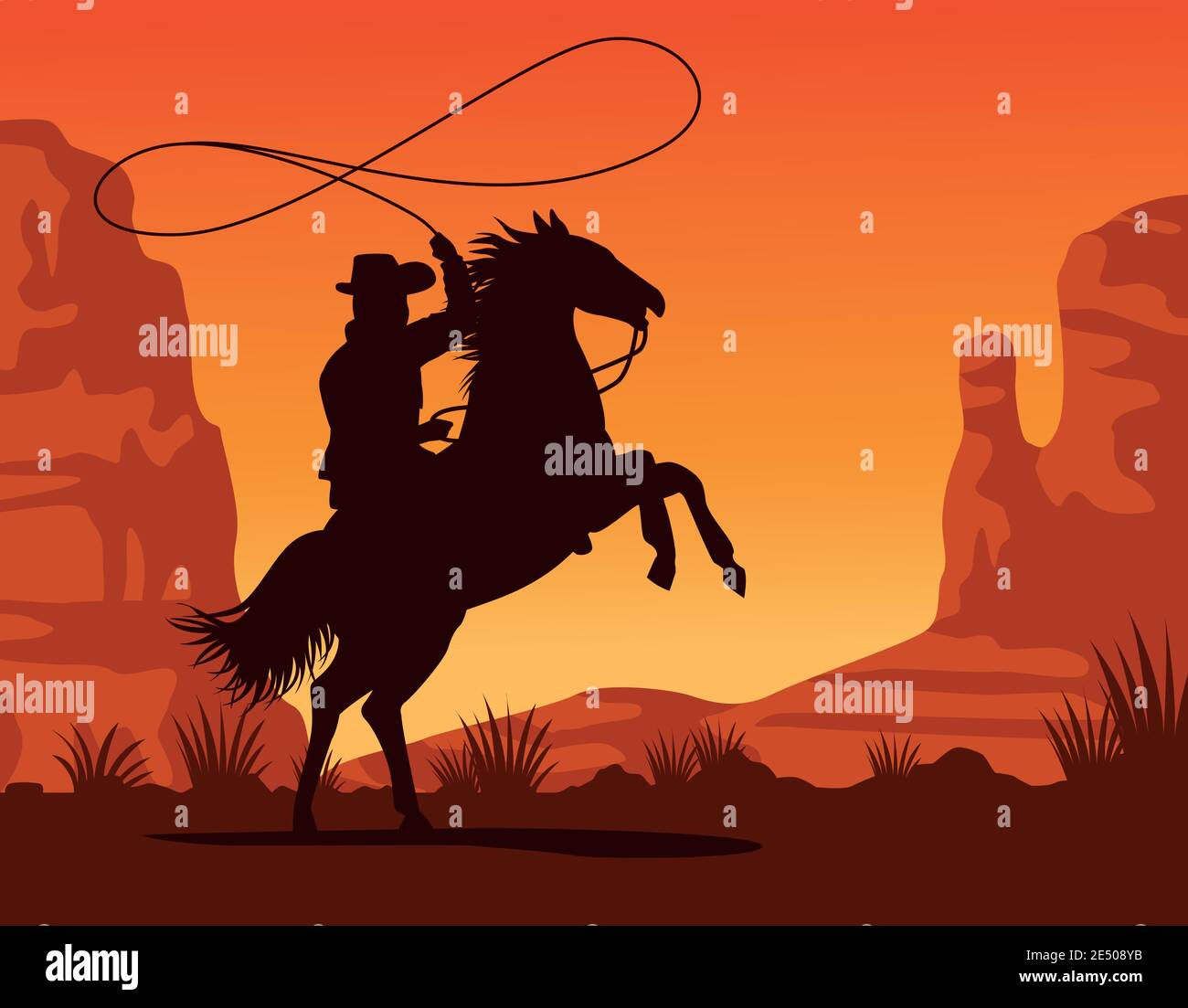 Cowboy Lasso Silhouette High Resolution Stock Photography and Images ...