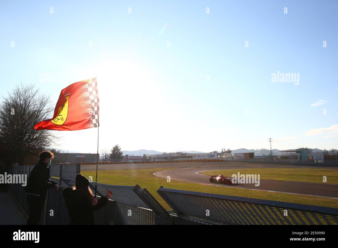 Fiorano Circuit, Fiorano (MO), Italy, 25 Jan 2021, Tifosi, Ferrari Flag ...