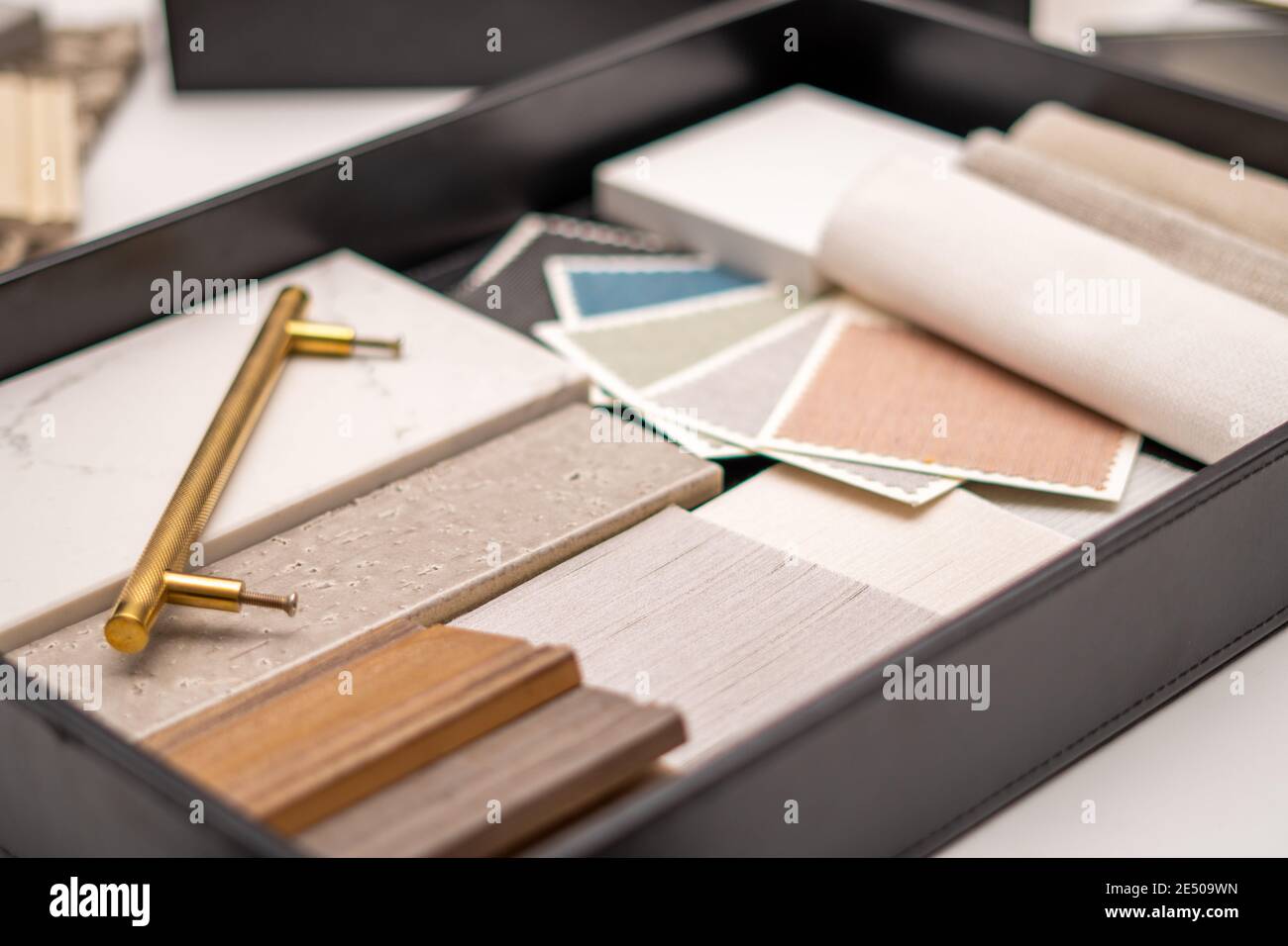 Interior designer's working table, an architectural plan of the house ...