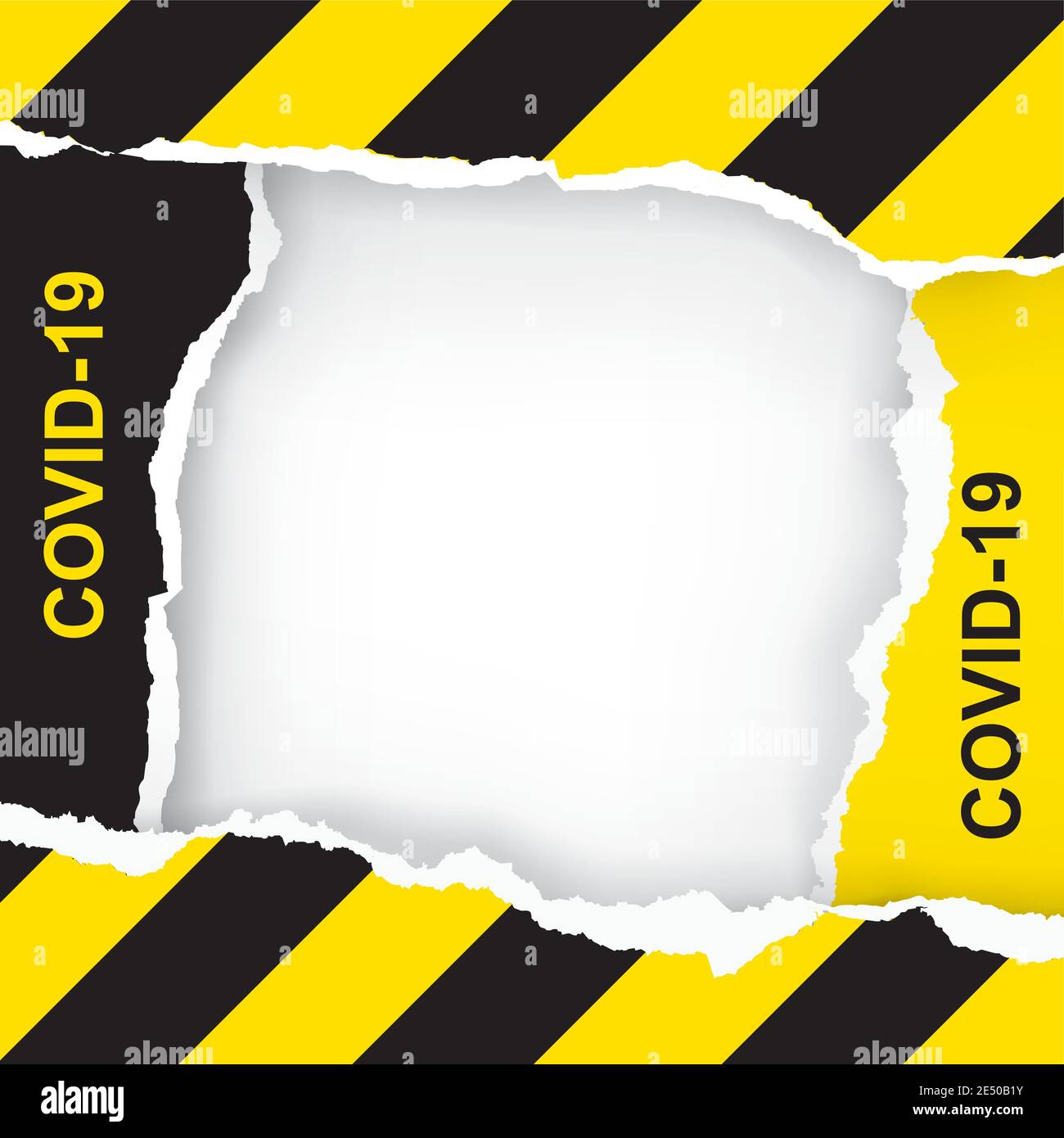 Torn Paper frame With Construction Sign and COvid-19 lettering ...