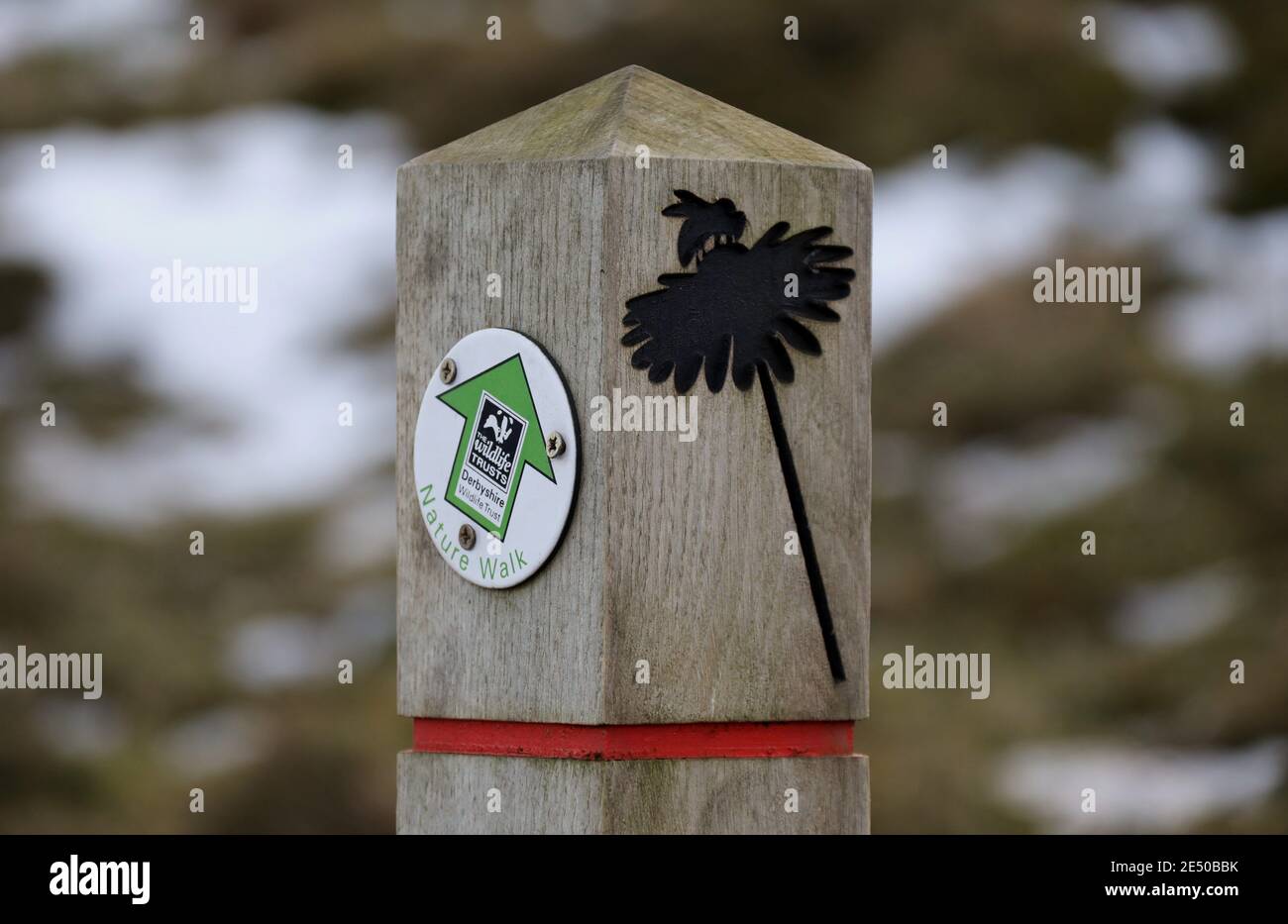 Derbyshire Wildlife Trust nature walk sign in the Peak District ...