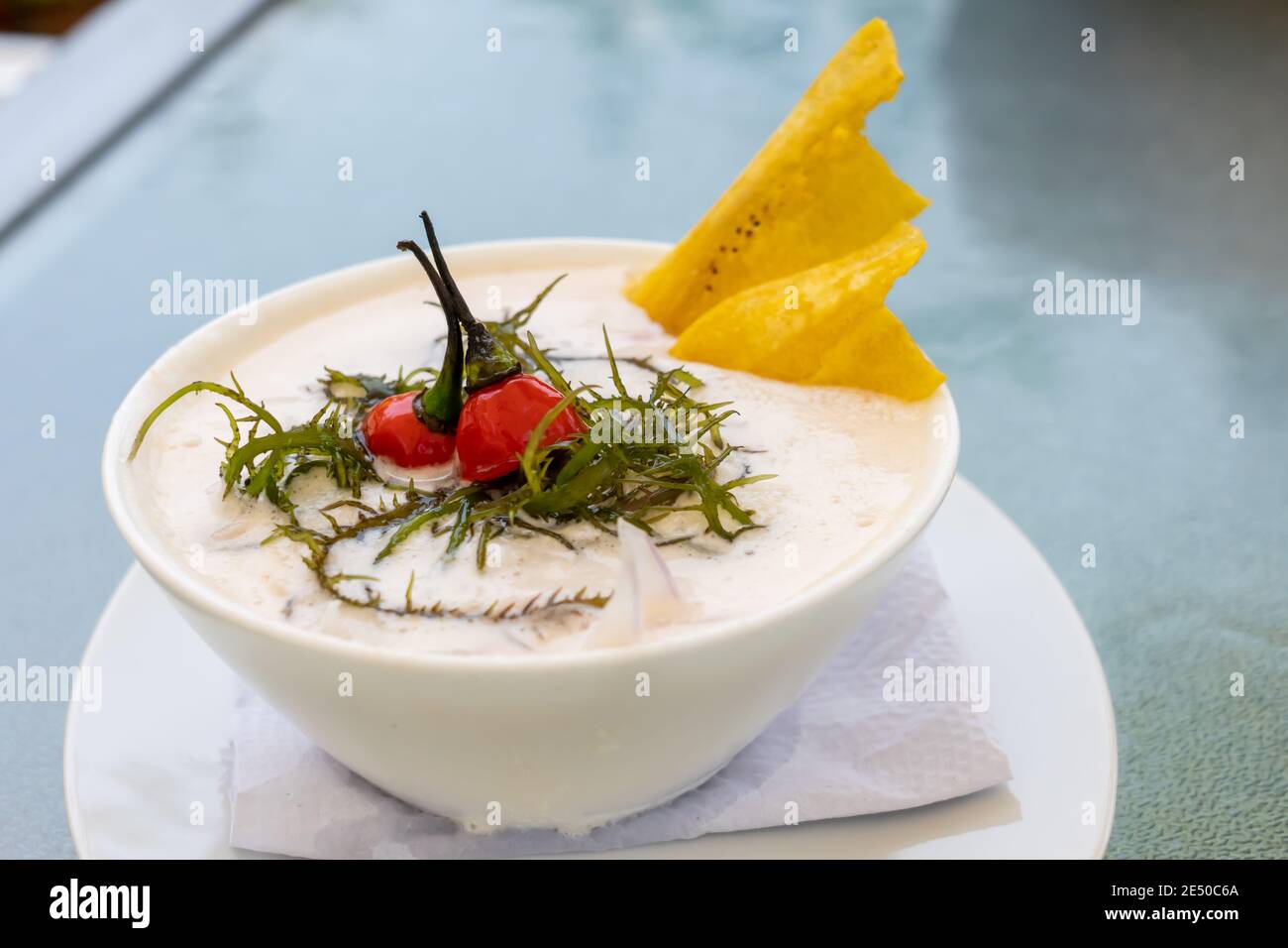 Tiger's milk (Leche de tigre) is a popular appetizer in Peru Stock ...