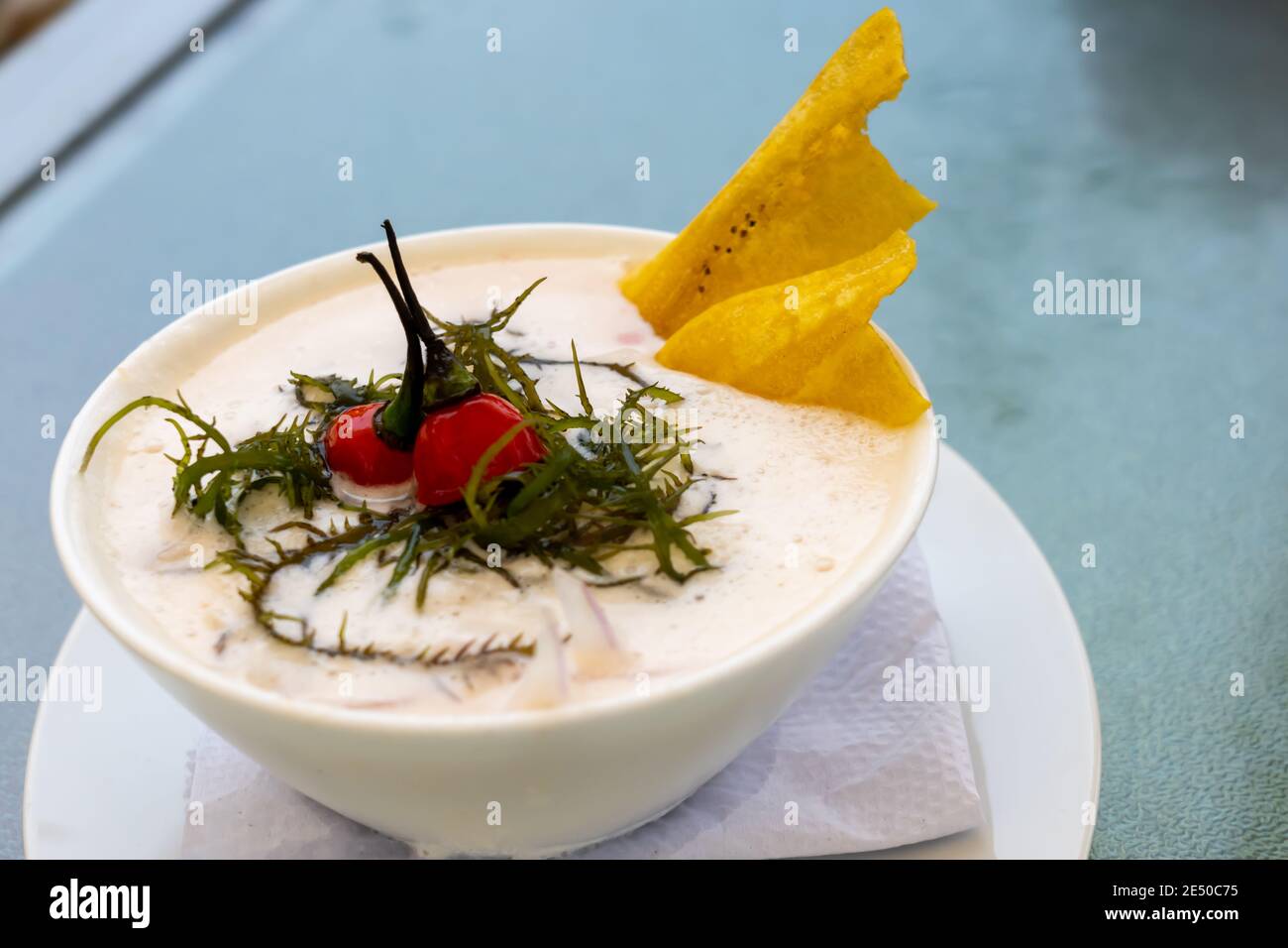 Tiger's milk (Leche de tigre) is a popular appetizer in Peru Stock ...