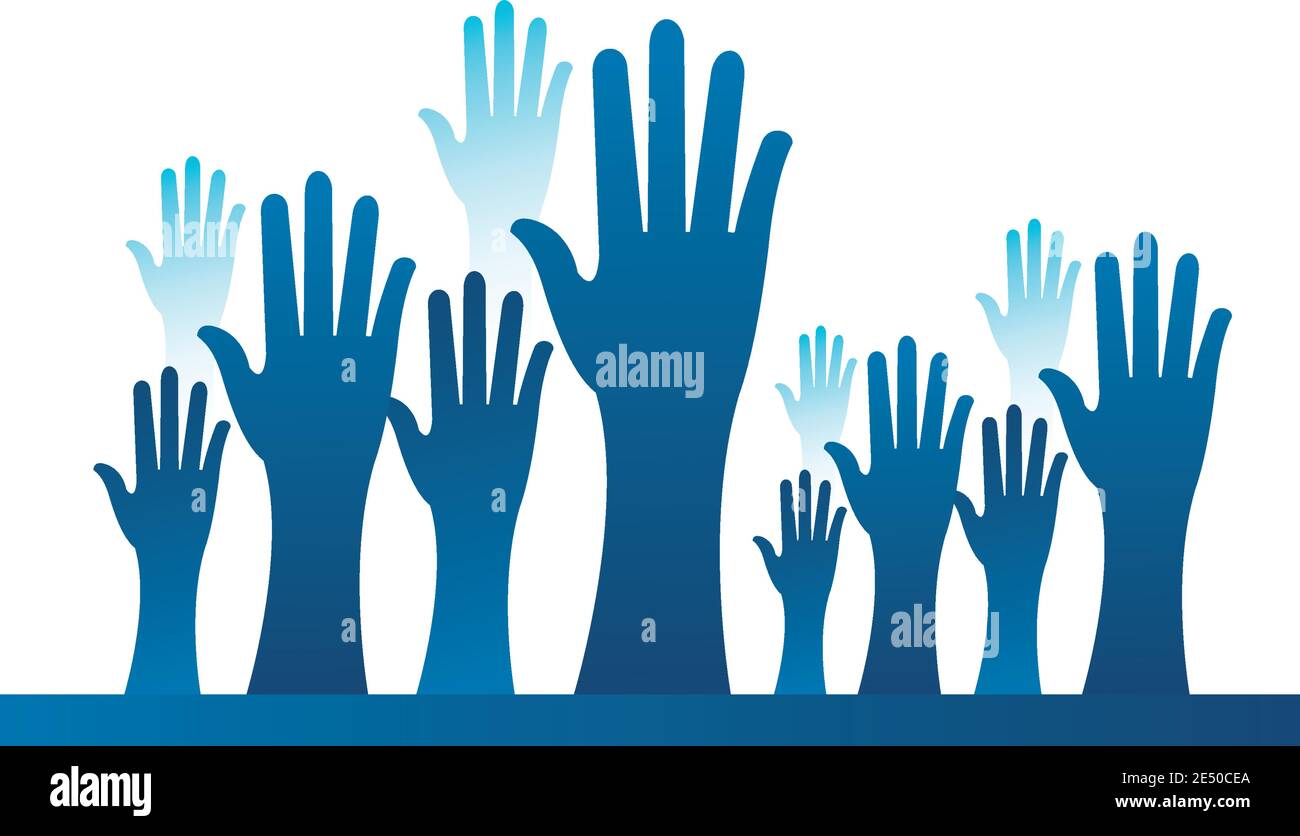 hands humans up color blue community icons vector illustration design ...