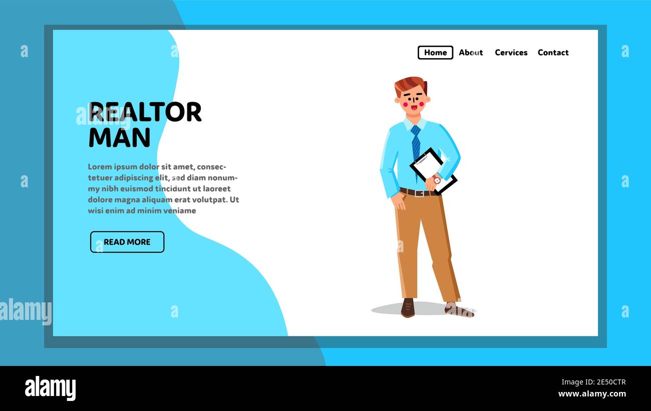 Realtor Man Real Estate Agency Employee Vector Stock Vector Image & Art ...