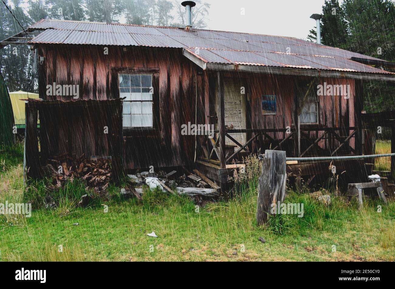 Abandoned buildings in Humuula Sheep Station on the slopes of Mauna Kea ...