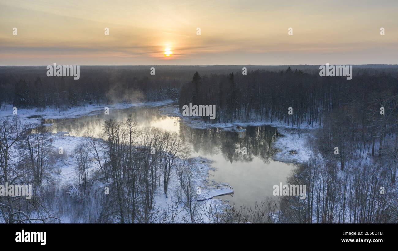 Beautiful scenery of the natural groundwater spring with the heavily ...