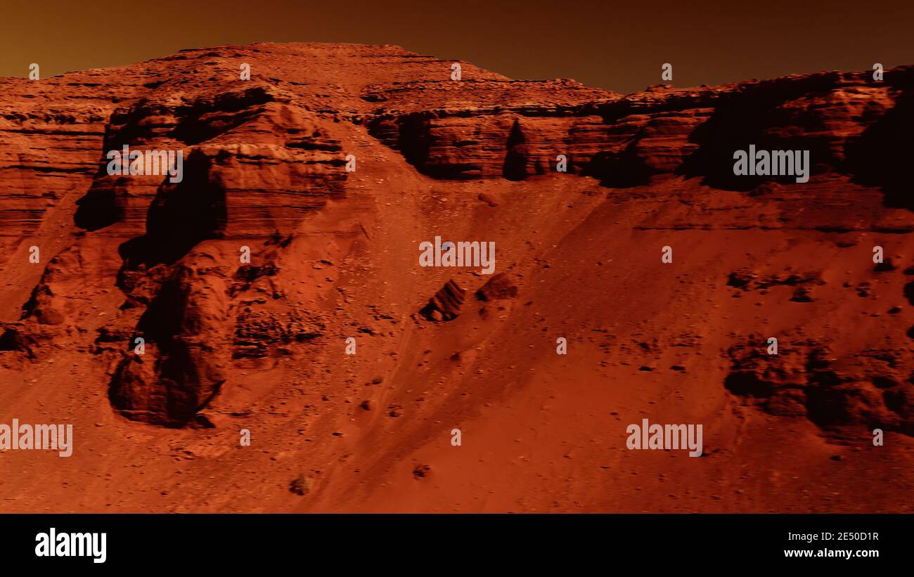 Fantastic martian landscape in rusty orange shades, Mars surface ...