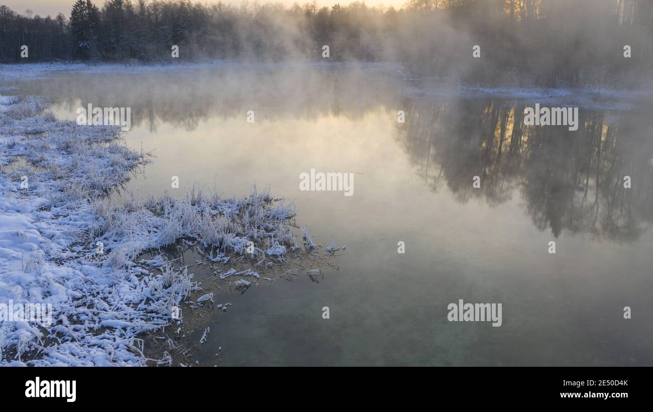 Beautiful scenery of the natural groundwater spring with the heavily ...