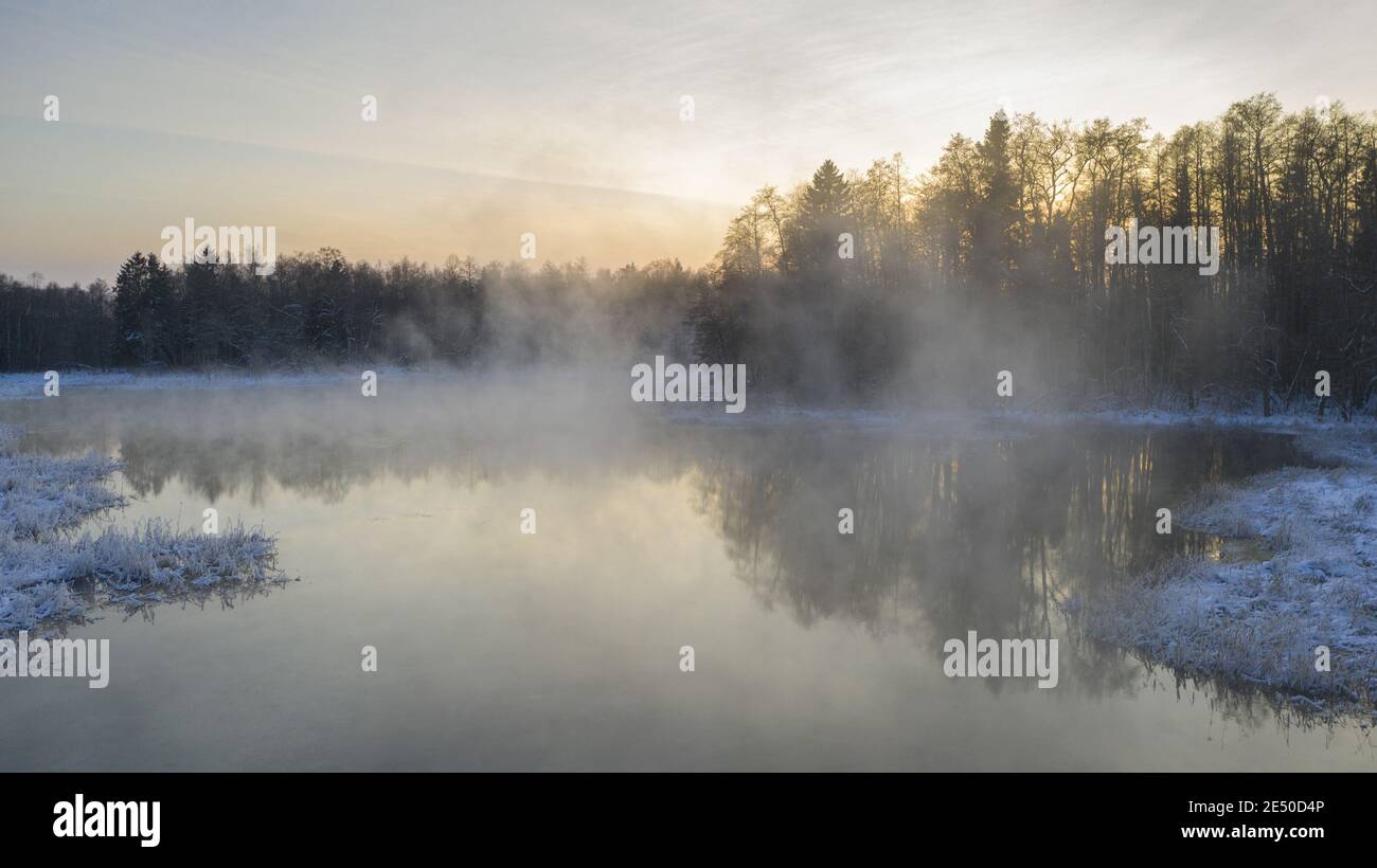 Beautiful scenery of the natural groundwater spring with the heavily ...