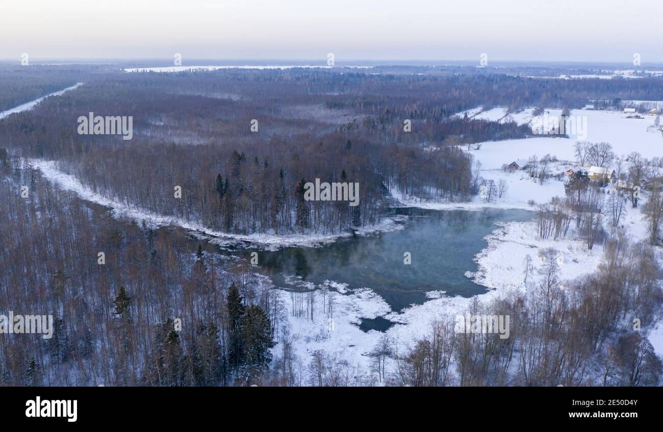 Beautiful scenery of the natural groundwater spring with the heavily ...