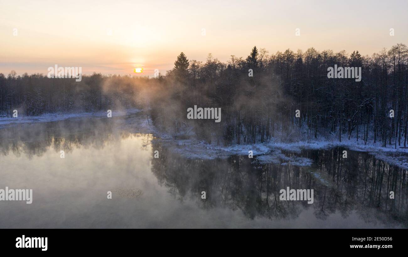 Beautiful scenery of the natural groundwater spring with the heavily ...