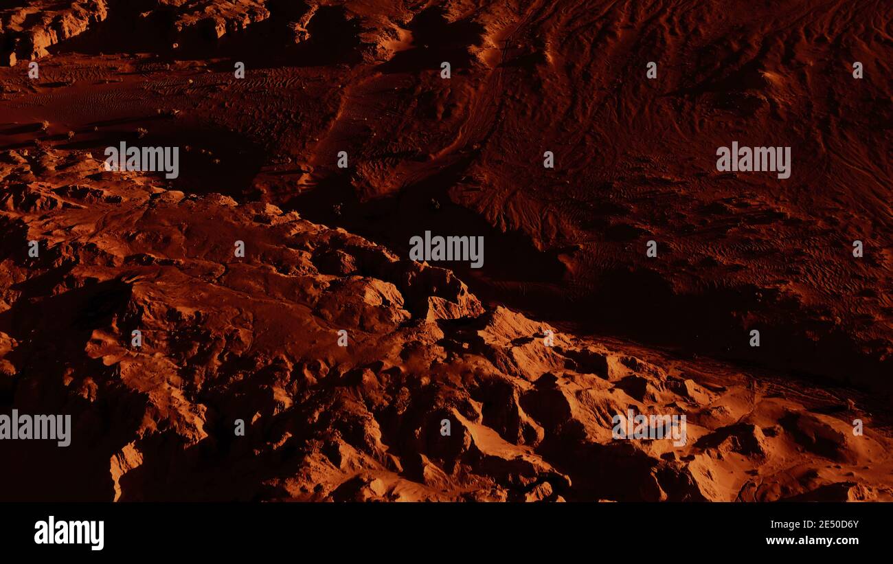 Fantastic martian landscape in rusty orange shades, Mars surface ...