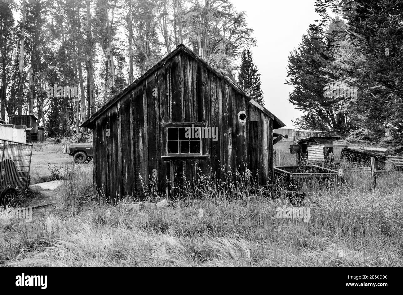 Abandoned buildings in Humuula Sheep Station on the slopes of Mauna Kea ...