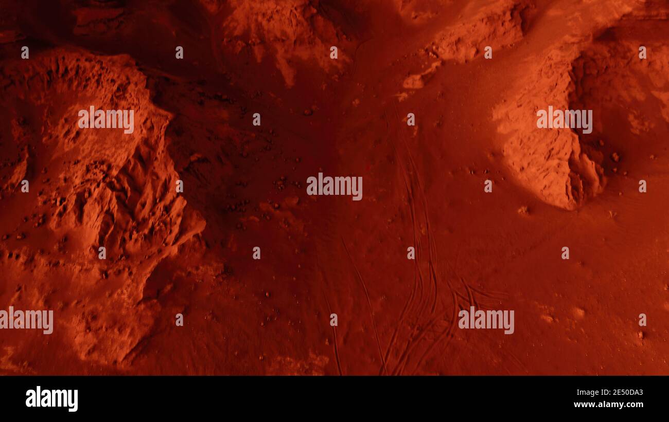 Fantastic martian landscape in rusty orange shades, Mars surface ...