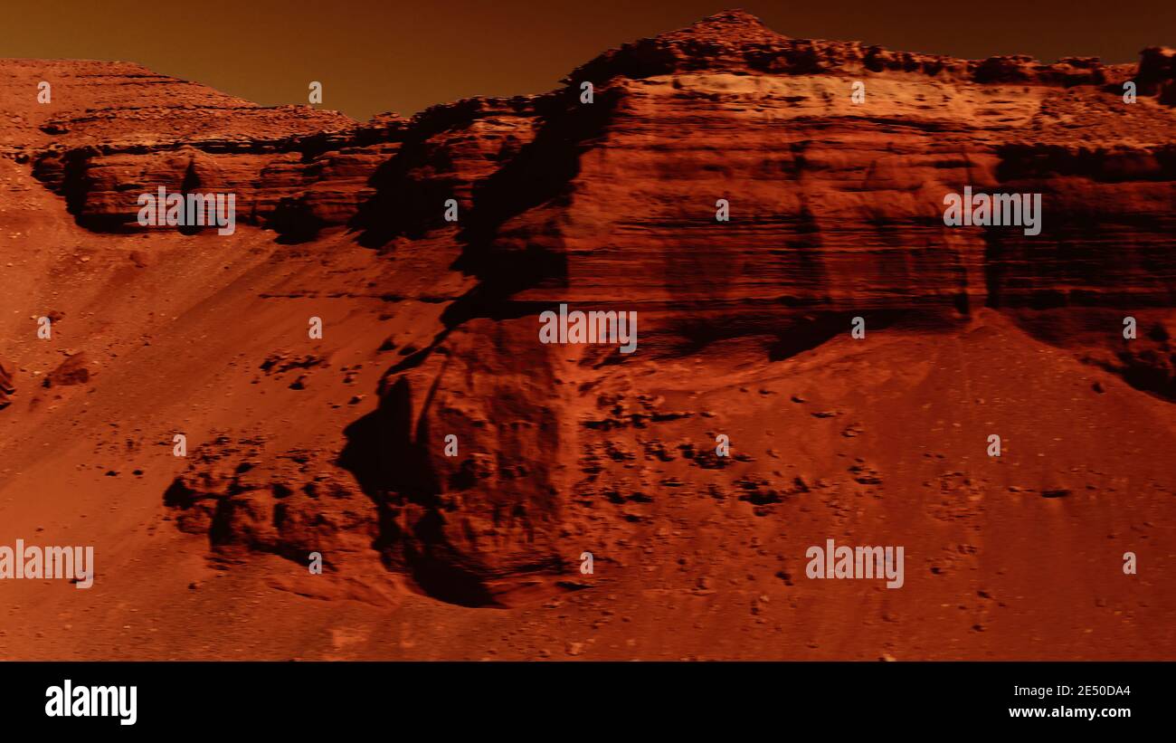 Fantastic martian landscape in rusty orange shades, Mars surface ...