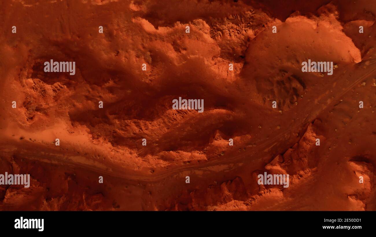 Fantastic martian landscape in rusty orange shades, Mars surface ...