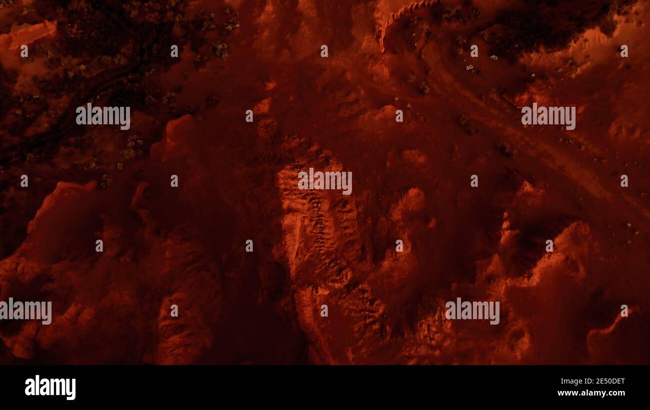 Fantastic martian landscape in rusty orange shades, Mars surface ...