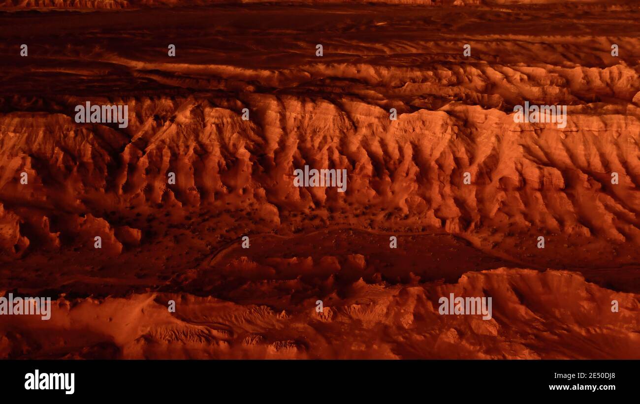 Fantastic martian landscape in rusty orange shades, Mars surface ...