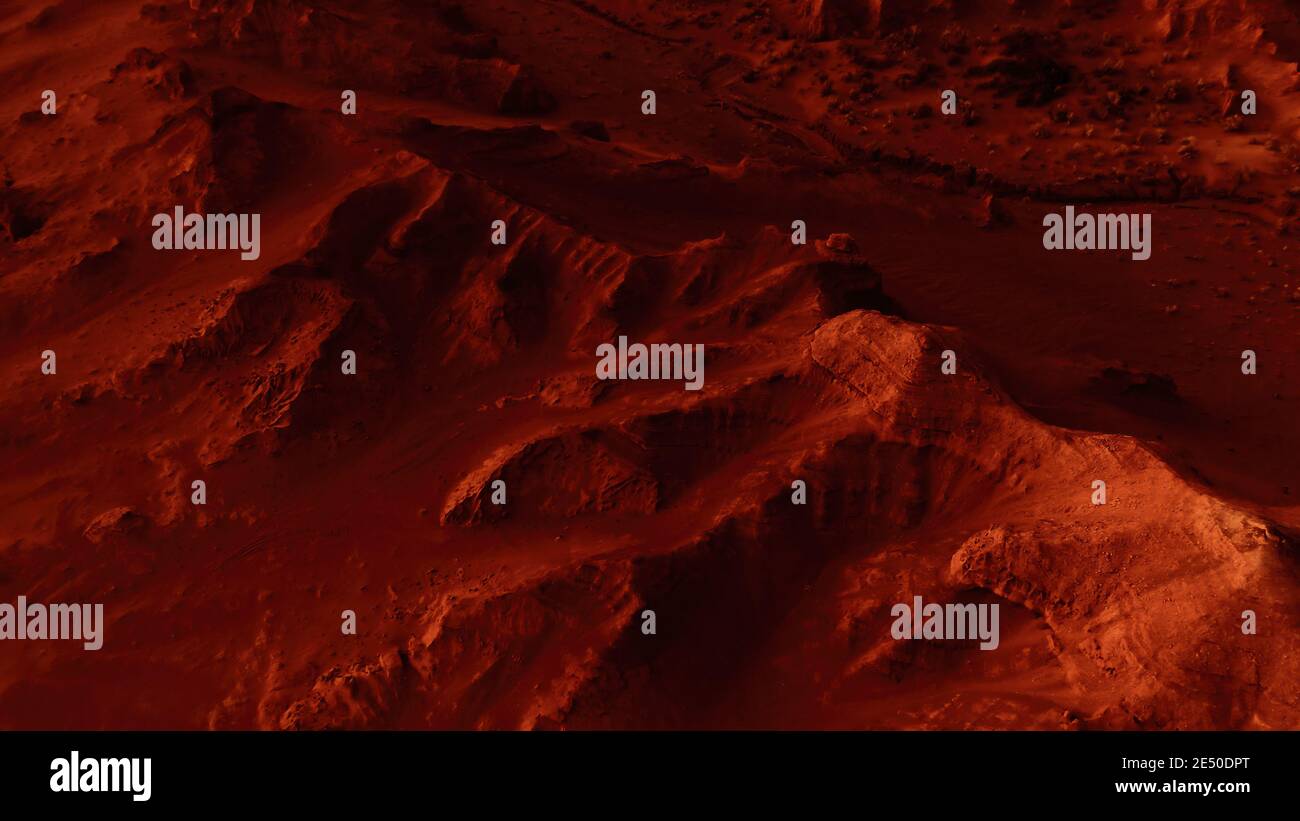 Fantastic martian landscape in rusty orange shades, Mars surface ...